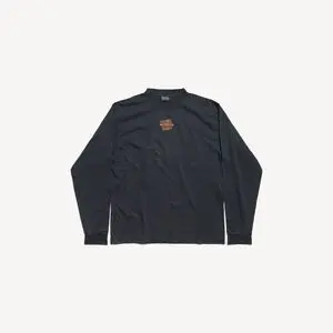 Balenciaga Taped Back Long Sleeve Medium Fit T-shirt - Black