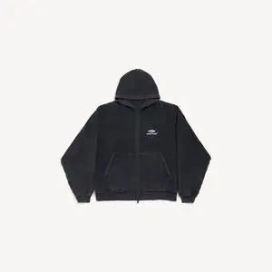 Balenciaga 3b Sports Icon Inside-out Zip-up Hoodie - Black
