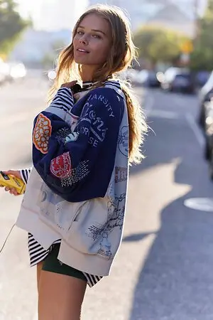 Free People Patchwork Henley Sweatshirt