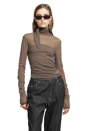 LEMAIRE Mesh Ballerina Scarf Top - Brown