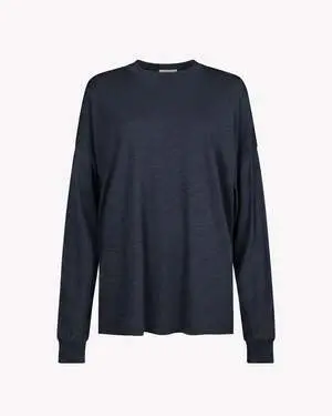 Serena Bute Cotton Long Sleeve T-shirt - Navy