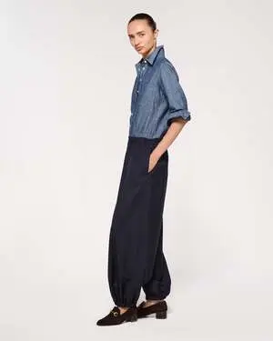 Serena Bute Wool Balloon Trousers - Navy