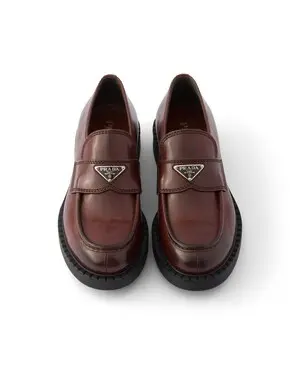Prada Chocolate Aged Leather Loafers