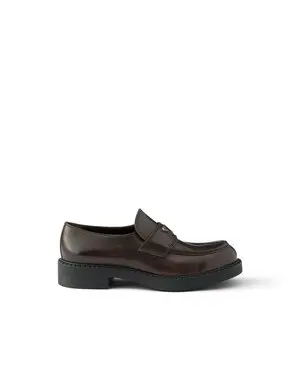 Prada Chocolate Aged Leather Loafers