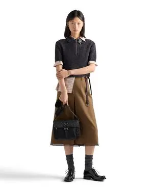 Prada Medium Quilted Re-nylon Shoulder Bag With Saffiano Leather Trim