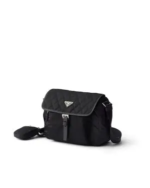 Prada Medium Quilted Re-nylon Shoulder Bag With Saffiano Leather Trim