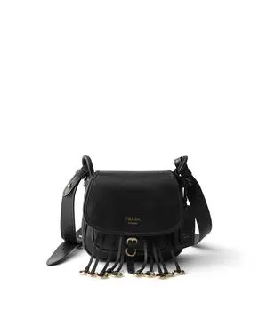 Prada Corsaire Aged Leather Mini Shoulder Bag - Black