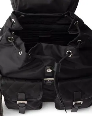 Prada Medium Quilted Re-nylon Backpack With Saffiano Leather Trim
