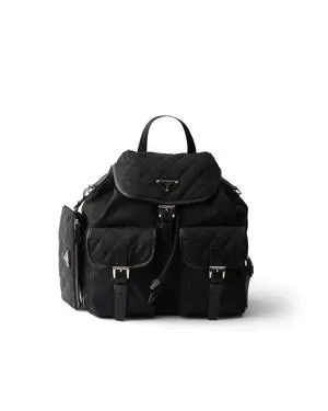 Prada Medium Quilted Re-nylon Backpack With Saffiano Leather Trim - Black