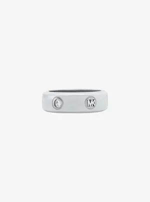 Michael Kors Tone Pavé Logo Ring - Silver