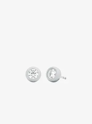 Michael Kors Round Stone Stud Earrings - Silver