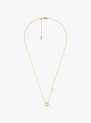 Michael Kors Round Stone Pendant Necklace - Gold