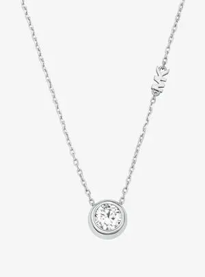 Michael Kors Round Stone Pendant Necklace - Silver