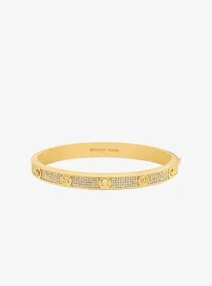 Michael Kors Pavé Logo Stud Bangle Bracelet - Gold