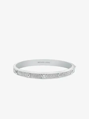 Michael Kors Pavé Logo Stud Bangle Bracelet - Silver
