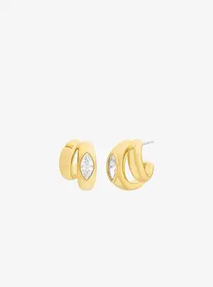 Michael Kors Marquise Cut Cubic Zirconia Double Hoop Earrings In By - Gold