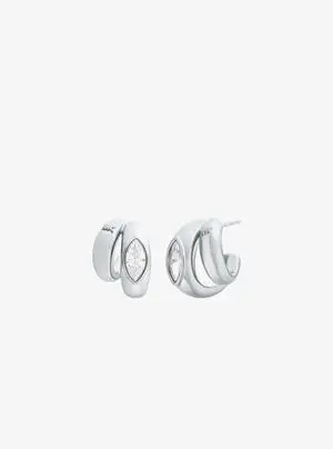 Michael Kors Marquise Cut Cubic Zirconia Double Hoop Earrings In By - Silver