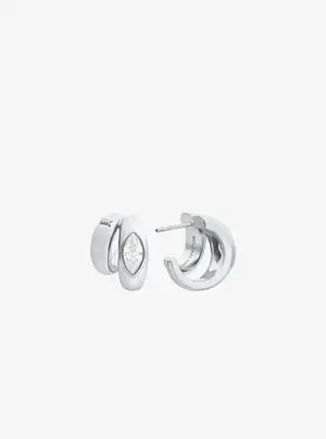 Michael Kors Marquise Cubic Zirconia Double Hoop Earrings - Silver