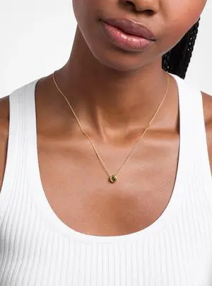 Michael Kors Tone Round Stone Pendant Necklace - Gold