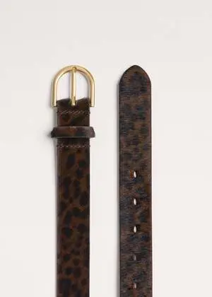ME+EM 30mm Classic Round Dark Leopard Belt - Dark Brown Multi