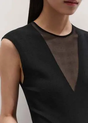 ME+EM Cap Sleeve Sheer Knit Bodysuit
