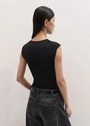 ME+EM Cap Sleeve Sheer Knit Bodysuit