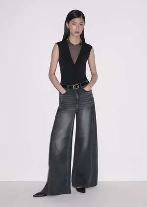 ME+EM Cap Sleeve Sheer Knit Bodysuit