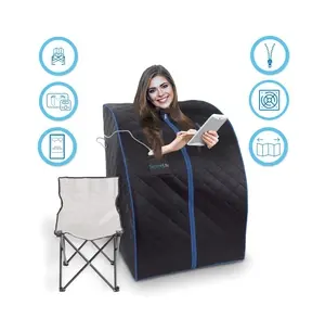 SERENELIFE Personal Detox Home Sauna With Foldable Chair And Heated Foot Pad - Black
