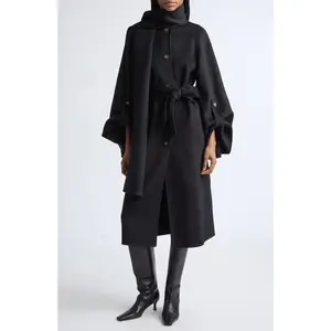 Zimmermann Valiant Wool Blend Coat With Scarf - Black