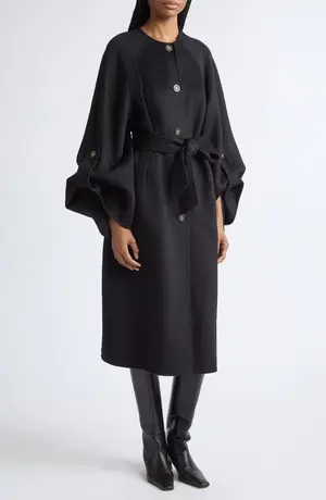 Zimmermann Valiant Wool Blend Coat With Removable Scarf - Black