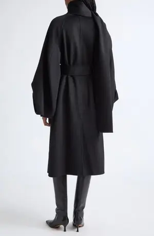 Zimmermann Valiant Wool Blend Coat With Removable Scarf - Black