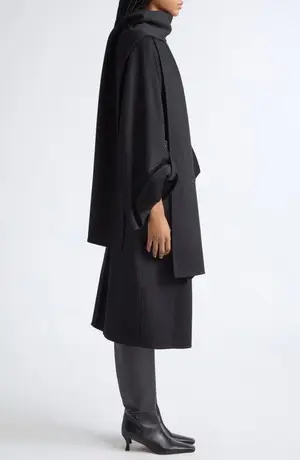 Zimmermann Valiant Wool Blend Coat With Removable Scarf - Black