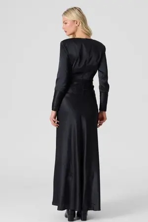 LE FAFO Silk Maxi V-neck Dress