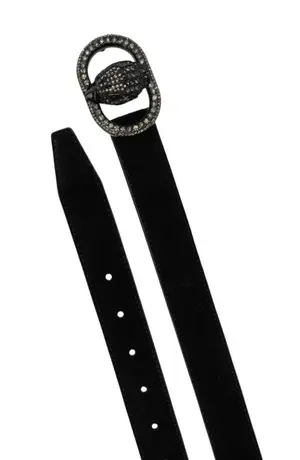 Kurt Geiger Chelsea Crystal Eagle Buckle Suede Belt - Black