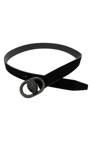 Kurt Geiger Chelsea Crystal Eagle Buckle Suede Belt - Black