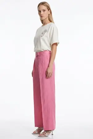EXQUISE Octavia Wide Leg Linen Pants