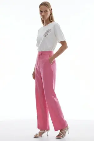 EXQUISE Octavia Wide Leg Linen Pants