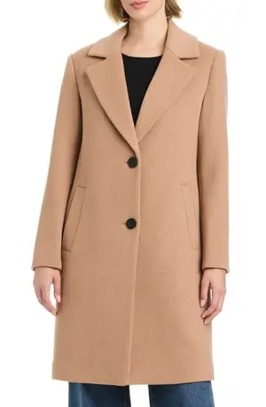 Vince Camuto Boyfriend Longline Coat - Camel