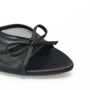 KNEETOES Reese Kitten Heel Mules With Bow Detailing