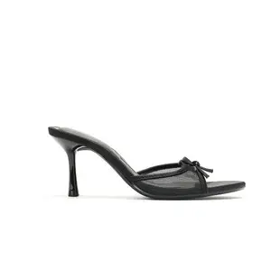KNEETOES Reese Kitten Heel Mules With Bow Detailing