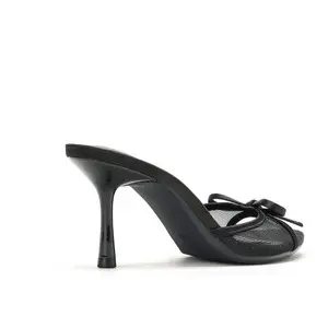KNEETOES Reese Kitten Heel Mules With Bow Detailing