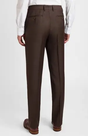 Santorelli Roma2 Super 130's Bi-stretch Wool Trousers - Brown