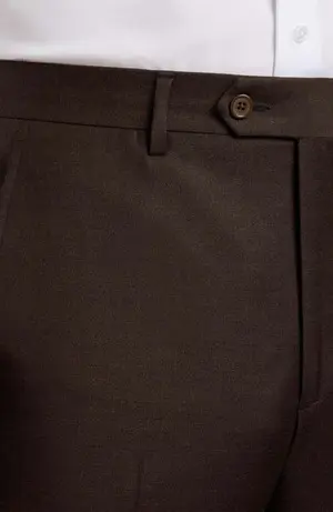 Santorelli Roma2 Super 130's Bi-stretch Wool Trousers - Brown