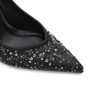 KNEETOES Melani Pump Crystal Embellished Stiletto Heel - Black