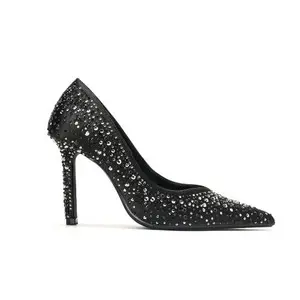 KNEETOES Melani Pump Crystal Embellished Stiletto Heel - Black