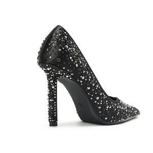 KNEETOES Melani Pump Crystal Embellished Stiletto Heel - Black