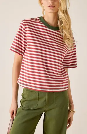 VOYAGEUR BY MERSEA Deauville Ringer Tee - Currant/jade