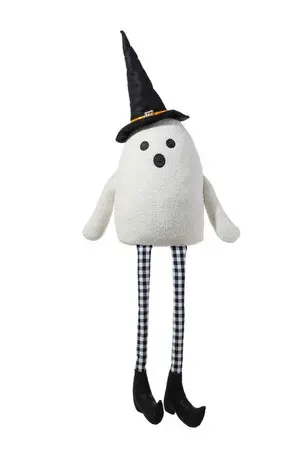 GLITZHOME 5ft Halloween Lighted Fabric Ghost Shelf Sitter