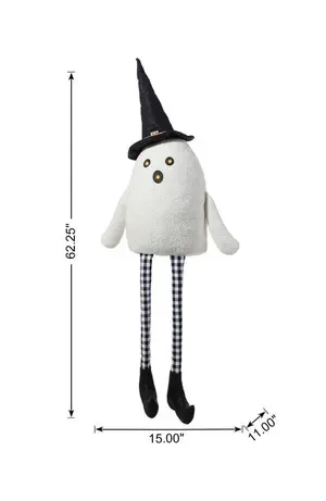 GLITZHOME 5ft Halloween Lighted Fabric Ghost Shelf Sitter