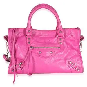Balenciaga Rose Magenta Agneau Classic Hardware Small Le City Bag Pink